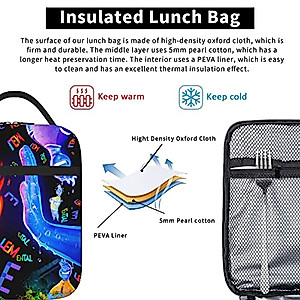 Èĺèm̥èňťáĺ Cartoon Lunch Box Insulated Lunch Bag - Durable Small Lunch Bag Reusable Adults Tote Bag Lunch Box for Adult Men Women