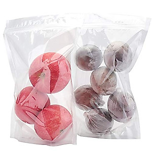 Kingrol 100 Ct 7 x 10.25 Inch Clear Stand Up Food Pouch Bags with Resealable Lock Seal Zipper, Heat Sealable Packaging Bags for Food Storage