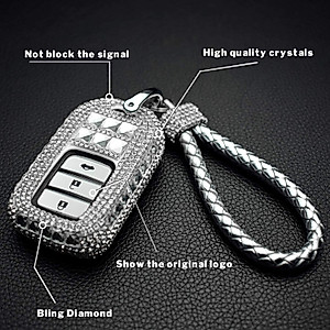 Car Key Shell Fob Key Cover with Bling Rhinestones For Honda Civic Accord CRV HRV