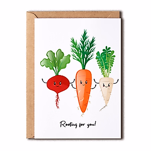 OystersPearl Rooting For You Good Luck Card Congratulations Card Vegetable Card Food Pun Card - Vegetable Card - Cute Memory Card - Cute Birthday Card