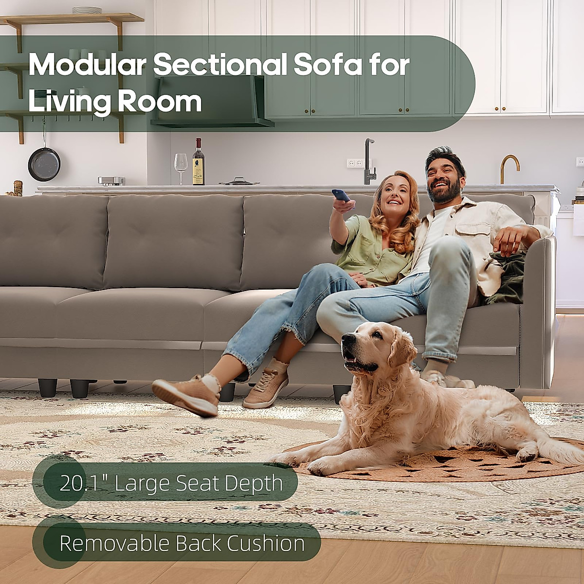 LLappuil Sectional Couch with Reversible Chaise, Waterproof, Anti-Scratch and Antistatic Sectional, Modern L-Shape Sofa Corner Couch Modular Sofa with Ottoman, Brown