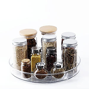 YCLADEC 4 Pack Lazy Susan 10.6inch Turntable Pantry Organization and Storage for Cabinet Organizer Container Bins Spice Rack Rotating Condiment Countertop Kitchen Vanity Bathroom Jewelry Holder Clear