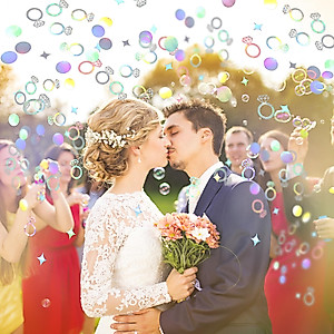 200pcs Foil Confetti, Diamond Ring Star Round Confetti Sprinkles Bachelorette Party Shiny Table Scatter Confetti for Wedding Engagement Party Decorations Bridal Shower Supplies