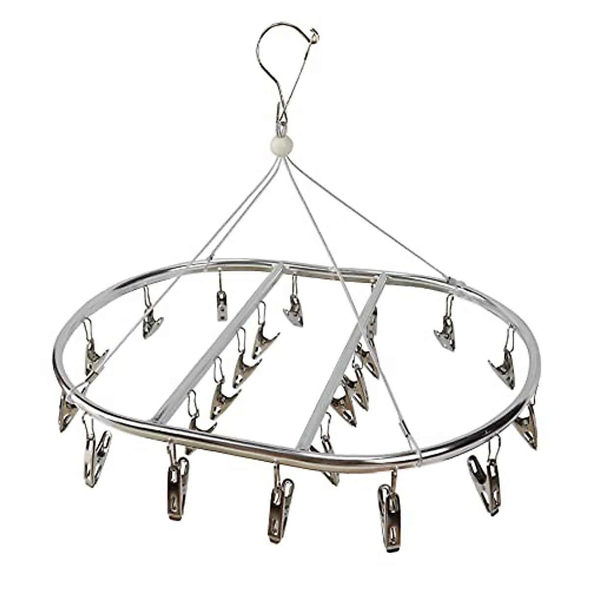 EIKS Sock Drying Rack with 22 Clips and Swivel Hook Stainless Steel Wind-Proof for Drying Sock, Underwear, Laundry