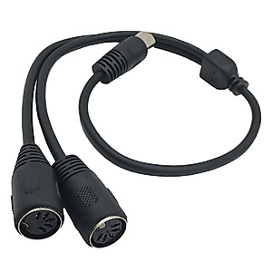 Traovien MIDI Sync Breakout Cable, DIN 5-Pin Plug 1 Male to 2 Dula Female Splitter Y MIDI Cable,5 Pin Jack Adapter Y Lead (50cm/1.6ft)