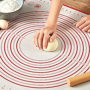 Maserfaliw Baking Mat Rolling Sheet Silicone Baking Mat Pad Non-Stick Bakeware Flour Pastry Carpet - Red 26 x 29cm, Essential for Home Life, Can Be Used As