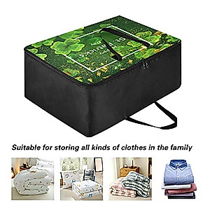Blueangle Clover Leaves Storage Bags for Closet King Comforter, Clothes, Blanket Organizers Heavy Fabric Space Saver, St. Patrick's Day Gifts