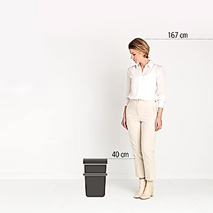 Brabantia Sort & Go Kitchen Recycling / Garbage Trash Can (6.6 Gal / Fir Green) Stackable Refuse Organiser with Handle & Removable Lid, Easy Clean, PerfectFit Bags Included
