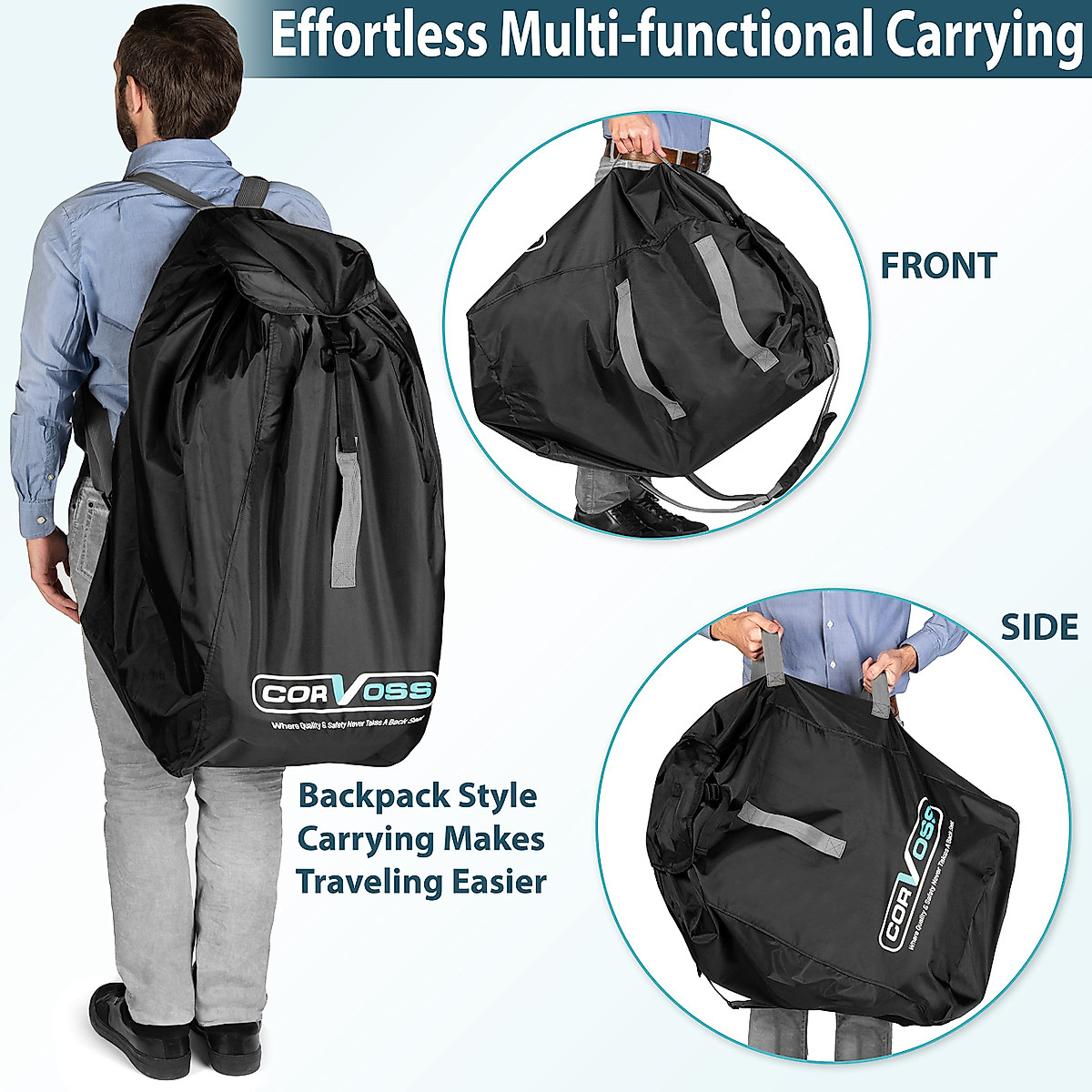 Car Seat Bags For Air Travel – Durable Infant Gate Check Bag For Car Seats – Universal Backpack Infant Carseat Bag Cover For Airplane – Secure Infant Car Seat Storage Bag For Better Traveling