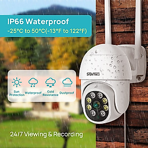 SOVMIKU Wireless Security Camera System,3MP Outdoor WiFi Camera for Home,PTZ,360°View,Auto Tracking,2 Way Audio,Color Night Vision,Siren/Motion/Light Alarm,8Ch Expandable,Alexa,24/7 Record,2.4G WiFi