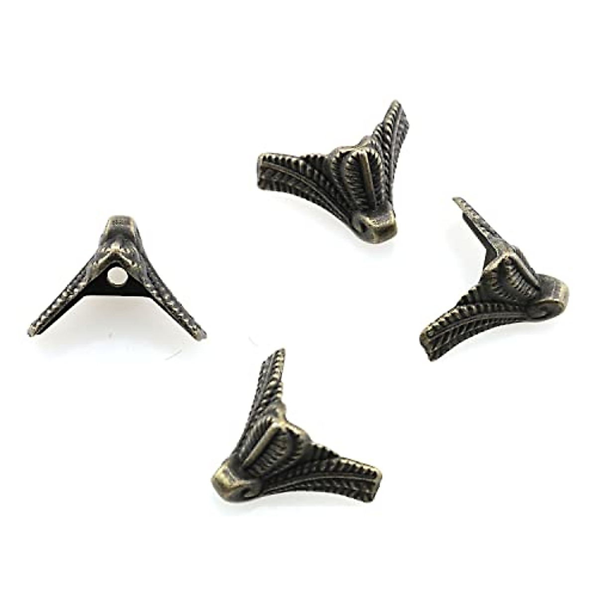 Box Legs TAODAN 12pcs Antique Brass Box Legs Corner Protector Jewelry Chest Box Wooden Case Decorative Feet Leg Metal Corner Bracket