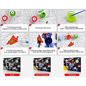DIY Paint by Numbers, Planets in Space Paint by Numbers for Adults, Earth Art Painting Adult Paint by Numbers Kits on Canvas Starry Sky Nordic Style Paint by Numbers for Adults Beginner 16"x20"