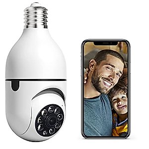ORLMA Wireless WiFi Light Bulb Camera, 360 Degree E27 Bulb Security Camera Outdoor, Home Cameras with Human Motion Detection and Alarm (1PCS)