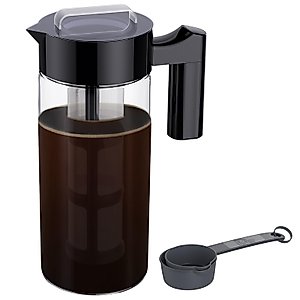 Cold Brew Coffee Maker Pitcher - 40 Oz Glass Ice Coffee Spout Jug with Filter for Iced Tea, Cold Brewed Coffee Maker, Black