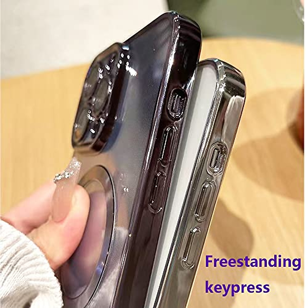 LZGHOYF Magnetic Clear Case for iPhone 14 Pro Max Phone Case Built-in Camera Lens Protector Compatible with MagSafe Slim Magnet Case for iPhone 14 Pro Max 6.7 Inches - Purple