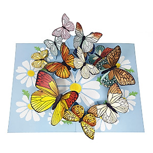 Gorgeous Butterflies,3D Pop Up Greeting Card For All Occasions,Love, Birthday, Christmas, Mother's Day, Good Luck, Congrats, Get Well,Message Note for Personalized,Thick Envelope, Fold Flat