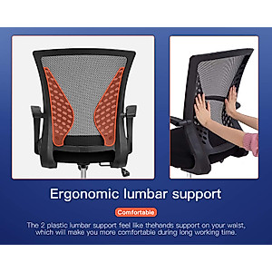 OffiClever Mesh Backrest Wheels Ergonomic Lumbar Support and Fully Adjustable Executive Office Chair, Black