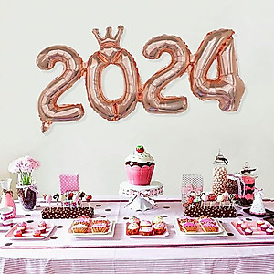 Myhiju 3Pcs 2024 Balloons,2024 Silver Balloons Party Balloons 2024 Number Gold Balloon Mylar Balloons 2024 Rose Gold Foil Balloons Helium Balloon for Class of 2024 Decorations New Years Decorations