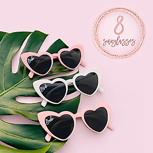 Effortless Events 8-Pack Bride Sunglasses, Bridesmaid Sunglasses, White & Pink