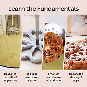 Swedish Rosettes Cooking Set - Funnel Cake Maker with Traditional Waffle Iron - Unique Gifts for Cooks Baking Set - Mini Waffle Maker Baking Kit - Cooking Gifts, Chef Gifts, Food Gift, Hostess Gift