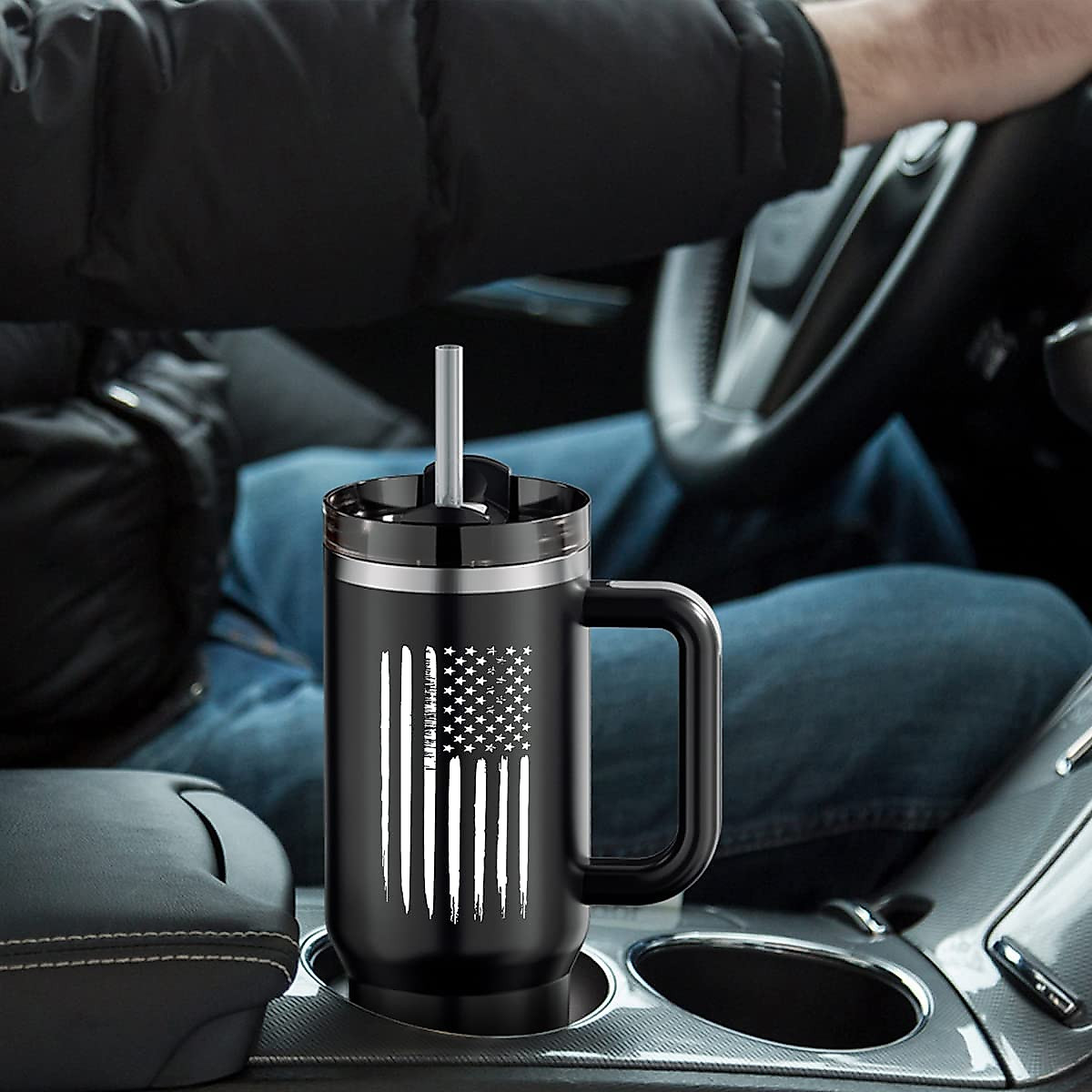 40 oz Tumbler with Handle and Straw Lid for Father's Day Gifts,Birthday Gifts for Men,Retirement Gifts for Men Stainless Steel Travel Tumbler for Hot and Cold Beverages