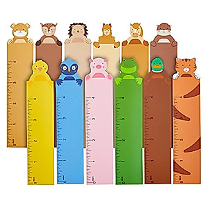 144 Piece Cute Jungle Animal Bookmarks Bulk for Kids with 4 Inch Ruler (36 Designs, 1.25 x 6 in)
