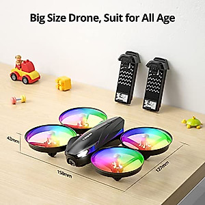 TOMZON A31 Drone for Kids, Mini RC Drone Toy with 7 Colors LED Lights, 3 Speeds Adjustable, 3D Flips, Kids Drones for Beginners Boys Girls Birthday Gifts, Headless Mode, Altitude Hold, 2 Batteries