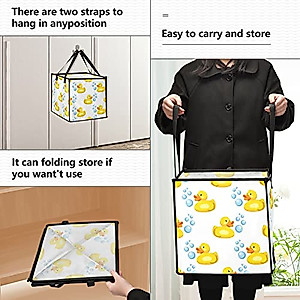 Yellow Rubber Ducks Storage Bin Collapsible Toy Storage Basket Cube Laundry Basket Waterproof Nursery Hamper with Handles for Nursery Kids Girls Bedroom Boys Clothes Laundry Decor