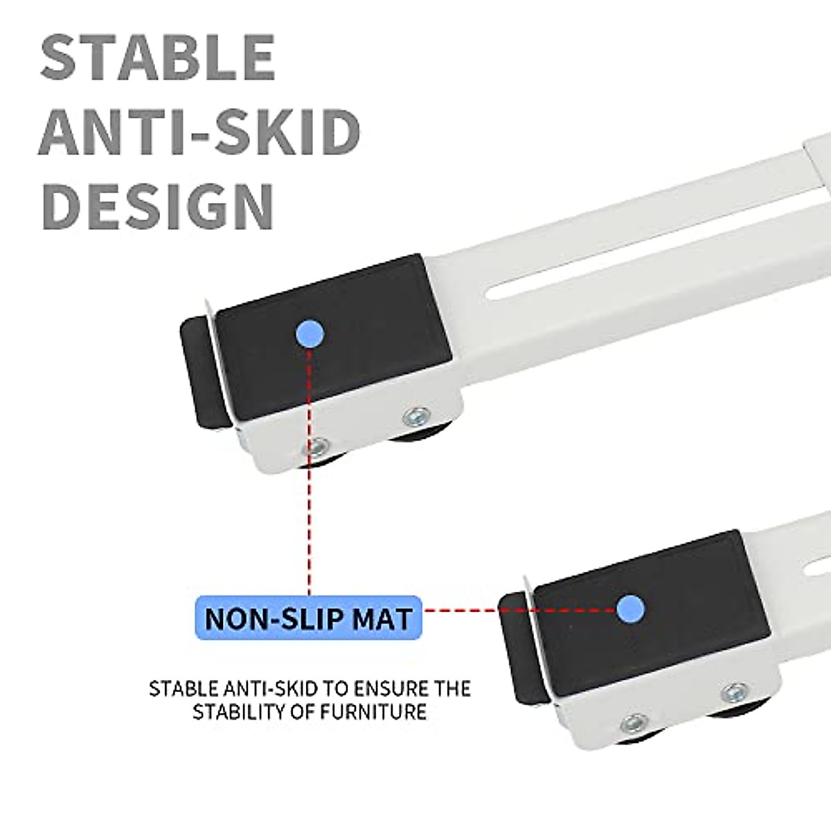 Two Adjustable Mobile Washing Machine Stand Fridge Stand Universal Dolly Stand with Brake, Non-Slip, Suitable for Refrigerator Base, Dryer Base, Washing Machine Base ，Movable Washer Stand (White)