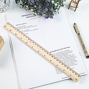 LovesTown 60 Pack Wooden Rulers, 12 Inch Ruler Bulk 2 Scale Measuring Rulers for Kids Students Office School Supplies Classroom