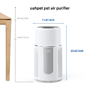 uahpet Air Purifiers for Pets, Pets Air Purifier for Home Large Room Bedroom up to 1900ft², Dogs Cats Air Purifiers with HEPA Filter, Air Quality Indicator for Pets Hair, Odor, Dust