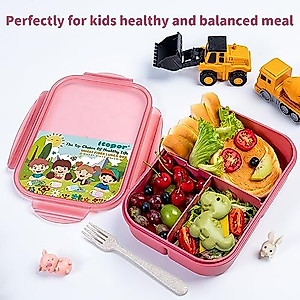 Itopor® Lunch Box,Natural Wheat Fiber Materials,Ideal Bento Box for Kids and Adults,Leak Proof Kids Lunch Box,BPA-Free,Mom's Choice,Healthy Food-Safe Bento Lunch Boxes for Family(Pink)