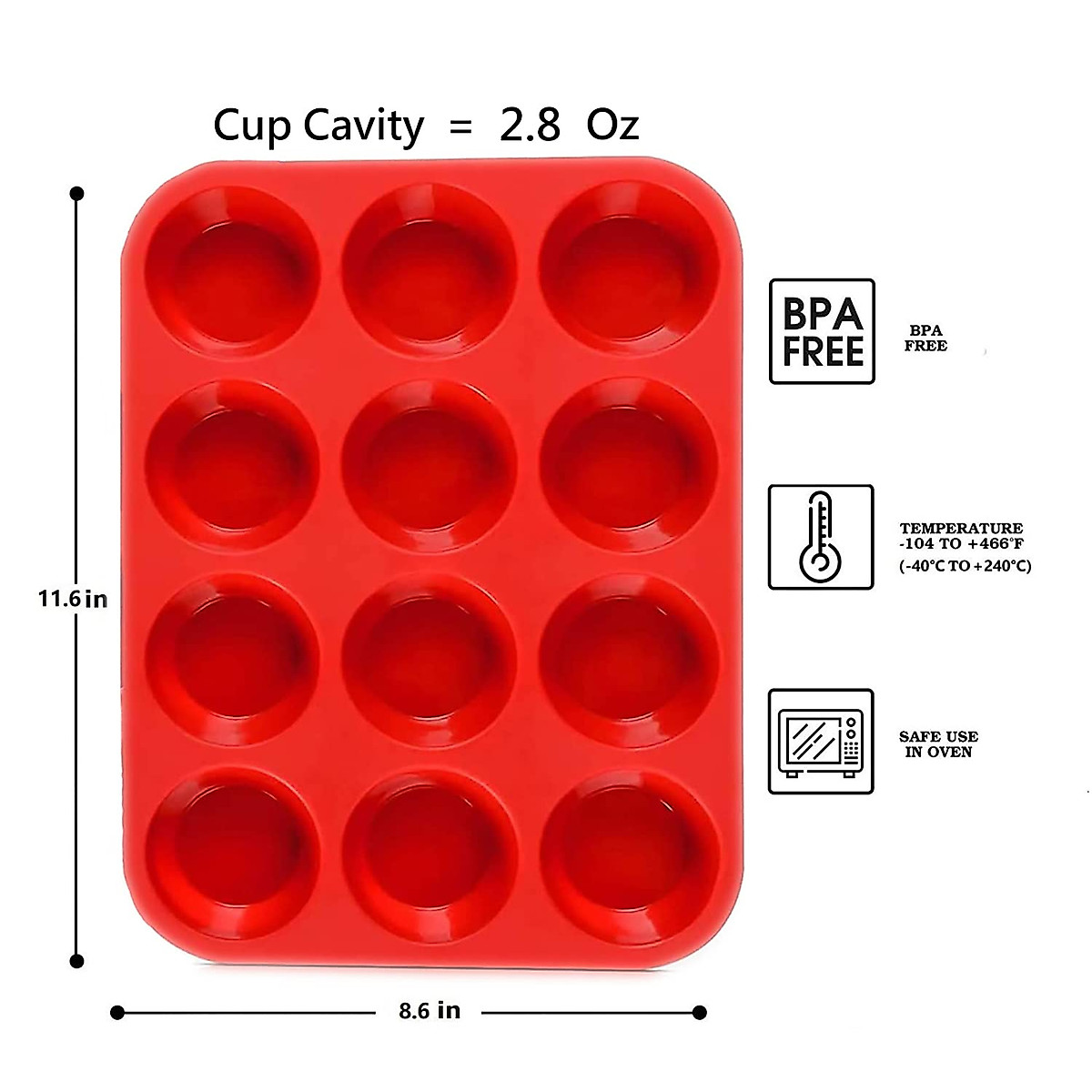 SAMZAREULO Silicone Muffin Pan - 12 Cups Regular Cupcake Pan