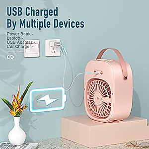 BNT Mini Air Conditioner，Upgraded Multifunction 3 in 1 Car Air Conditioner with Mist Sprayer， USB Mini Portable Air Conditioner for Room/Tent/Office/Bedroom/Car