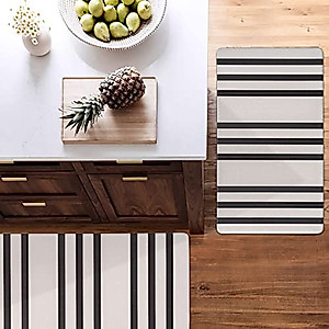 FRESHMINT Farmhouse Stripe Anti-Fatigue Kitchen Mat Set of 2, Cushioned Foam Kitchen Mats for Floor, Waterproof Non Slip Comfort Mat, Modern Kitchen Rug for Kitchen Decor, Sink, Laundry, Office