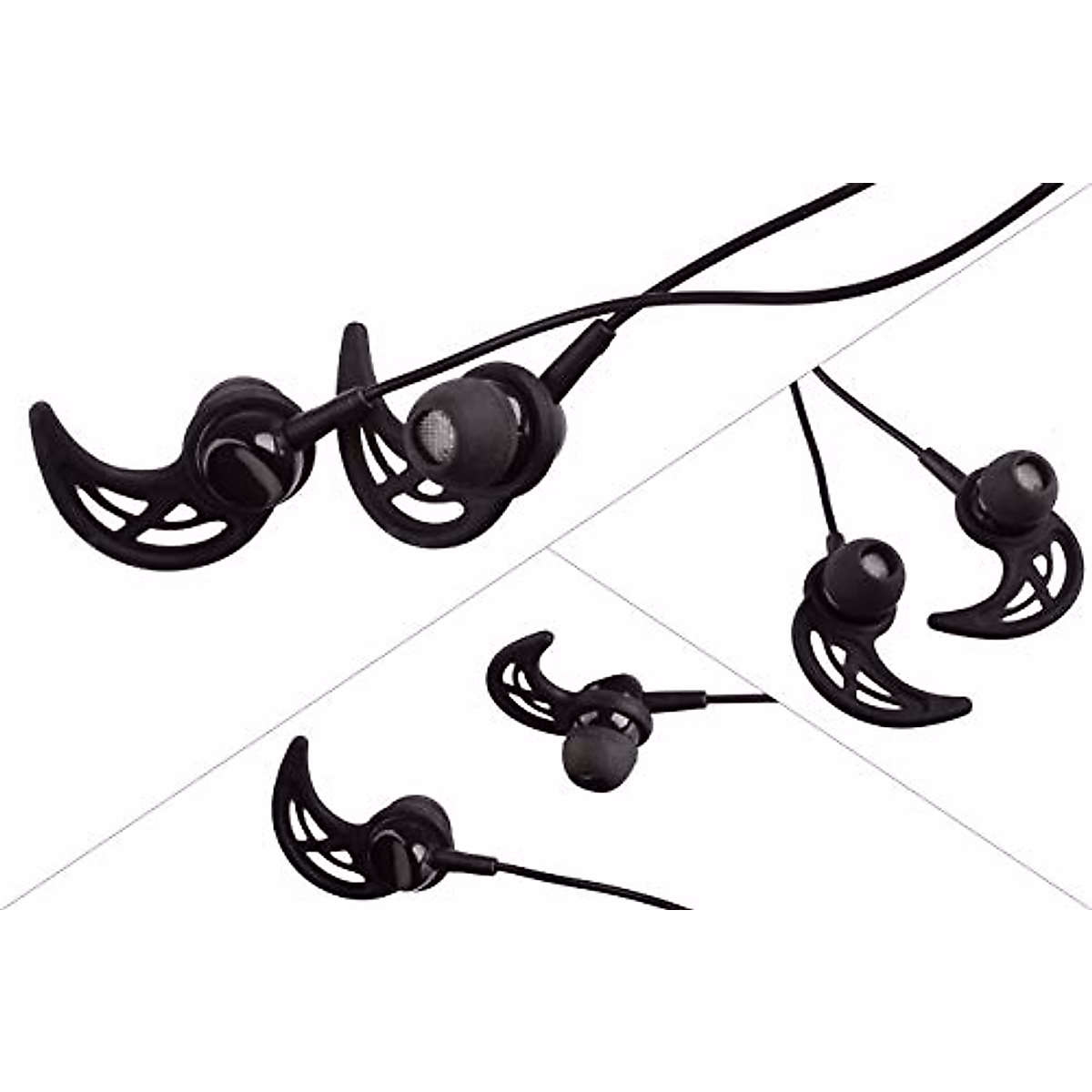 Xcessor 4 Pairs (8 Pieces) Universal Silicone Earhooks. Earphone Accessory for Sports. Compatible with The Most Popular in-Ear Headphones. Black