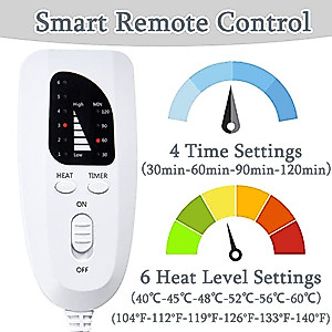 Lumbar Heating Pad for Back Pain Relief,55" x 12" XL Electric Electric Heat Pads with Belt,with 6 Heat Level Settings,4 Time Settings, Auto Shut Off (Light Grey)