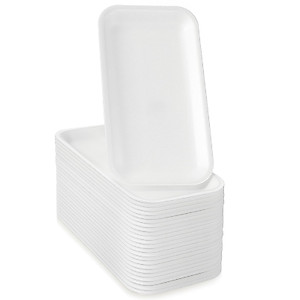 EBOOT 50 Pcs Crafts Foam Trays, White Foam Meat Food Plates Paint and Ink Mixing Plates Rectangle Printmaking Dish for DIY Art Craft Dissecting(8 x 4 x 1 Inches)