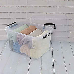 Hommp 5 Liter Clear Storage Box, 4-Pack Plastic Latching Box with Lid