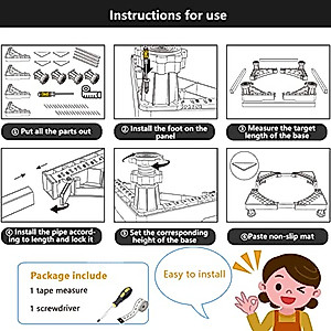 Adjustable Fridge Stand- Refrigerator Stand-Mini Fridge Stand- Washing Machine-Washer Stand-Strong Feet for Fridge- Mobile Base Stand with 4 Strong Feet Multi-Functional Base (4 Feet)