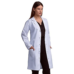 Lab Coat Professional for Men Women Snap Closure Full Length Poly Cotton 40 Inch (White, M)