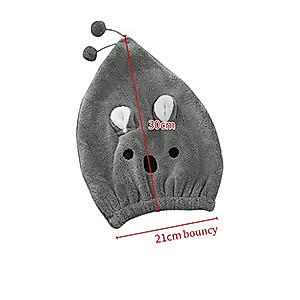 LYSLDH Microfiber Soft and Smooth Dry Hair Towel Cute Rabbit Shower Bandana Home Textile Towel Wearable Towel ( Color : Gray , Size