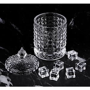 STP GOODS Glass Container Box with Lid Glass Storage Jar Clear Glass Relief Small Jar with Lid Glass Container for Coffee, Spices, Organizer Jars 6.1" (15.5 cm)