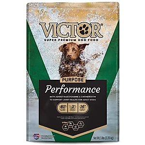 Victor Super Premium Dog Food – Performance Dry Dog Food – 26% Protein for Active Adult Dogs – Includes Glucosamine and Chondroitin for Hip and Joint Health, 5lbs
