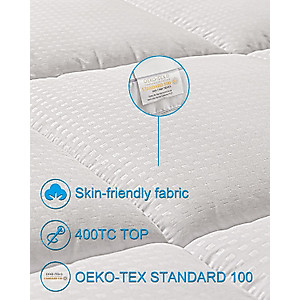 Sunsle Extra Thick Mattress Topper Full Size Mattress Pads Cover, Quilted Fitted Pillow Top with 700GSM Down Alternative Fill 18 Inch Deep Pocket, White Fluffy Bed Topper and Matress Protecter