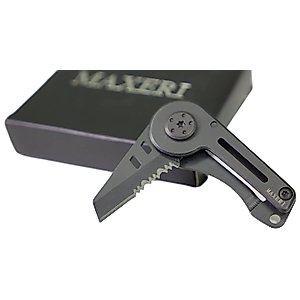 MAXERI World's Smallest All Purpose Pocket Knife, Premium Heat-Treated Stainless Steel Blade, Micro Slim Minimalist Design, Ideal Every Day Carry (Serrated Blade)
