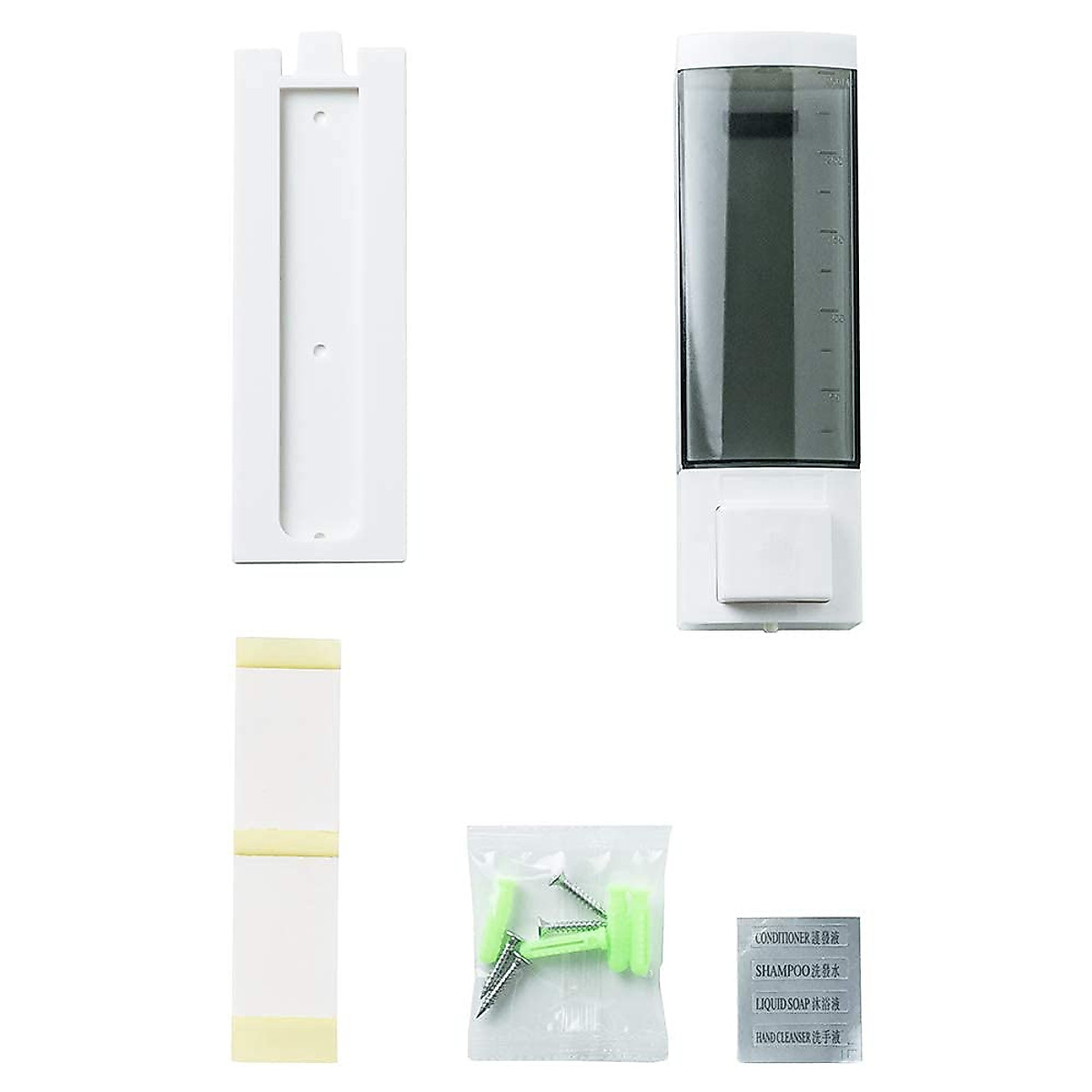 Soap Dispensers 250ml ABS Plastic Drill Free with Adhesive or Wall Mount with Screws Liquid Hand Soap Dispenser for Bathroom or Kitchen Gray