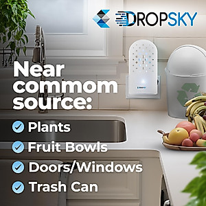 Dropsky Indoor Flying Insect Trap - Plug-in Bug Light Trap for Fruit Flies, Gnats and Houseflies - Odorless and Mess Free (2 Traps + 2 Glue Cards)