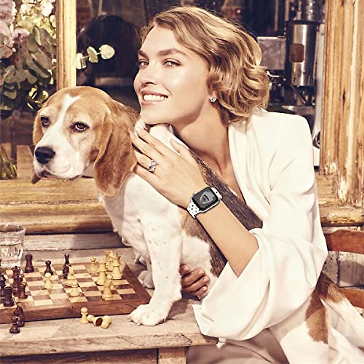 Chinber Sport Loop Band Compatible with Apple Watch 38mm 40mm 41mm, Fadeless Printed Pattern Soft Silicone Waterproof Replacement Strap for iWatch Series 8 7 6 5 4 3 2 1 SE, Color Dog Paw