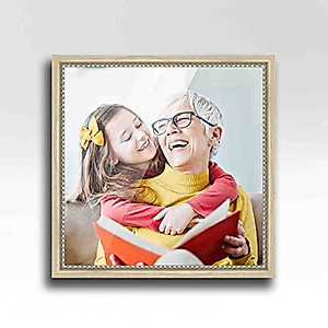 10x10 Frame Silver Real Wood Picture Frame Width 0.75 Inches | Interior Frame Depth 0.5 Inches | Liscio Argeto Traditional Photo Frame Complete with UV Acrylic, Foam Board Backing & Hanging Hardware